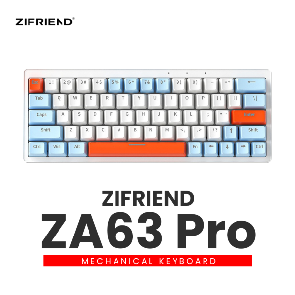 Zifriend ZA63 Pro RGB Hot-Swappable Wired/Wireless/Bluetooth Mechanical ...