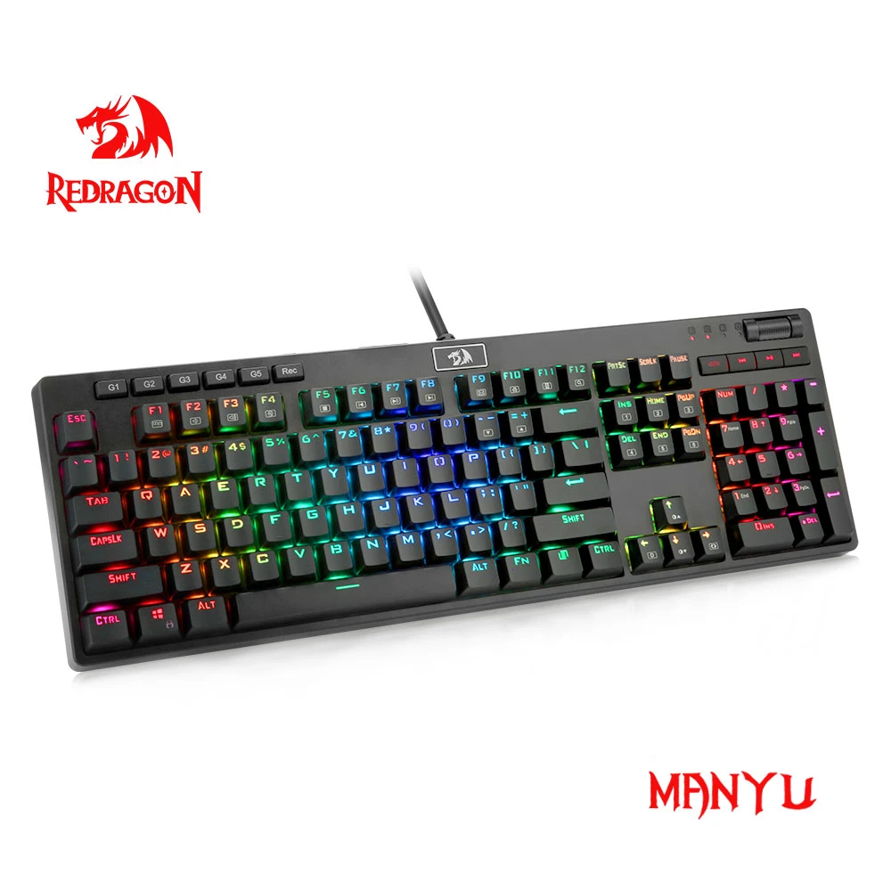 Redragon K579 MANYU Mechanical Gaming Keyboard Wired RGB LED Backlit 104 Keys Mechanical Gamers ...
