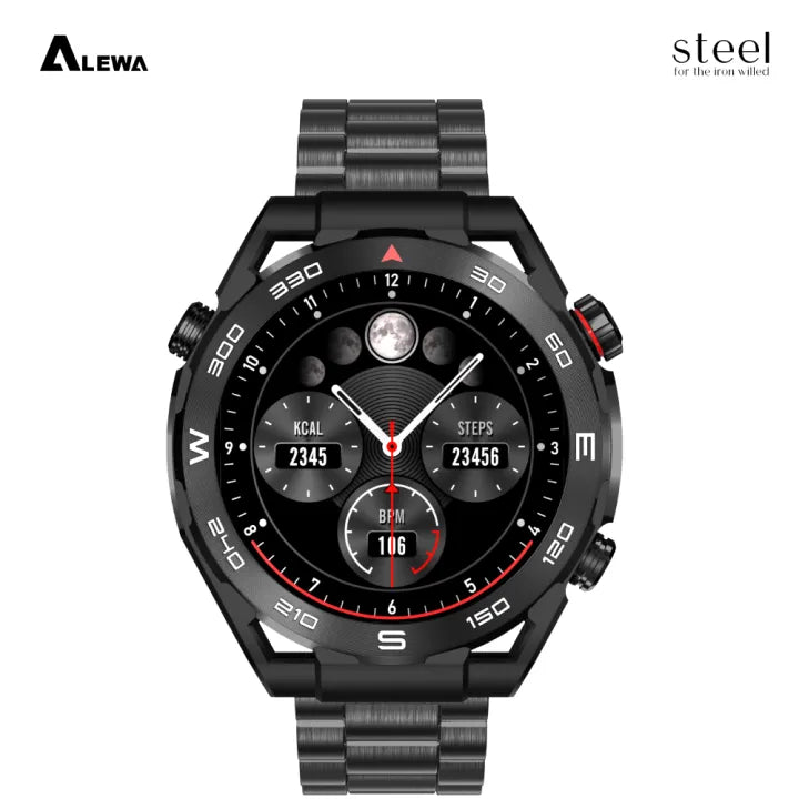 Alewa Steel Smart Watch : with Stylish Steel Band | 1.4 inch AMOLED ...