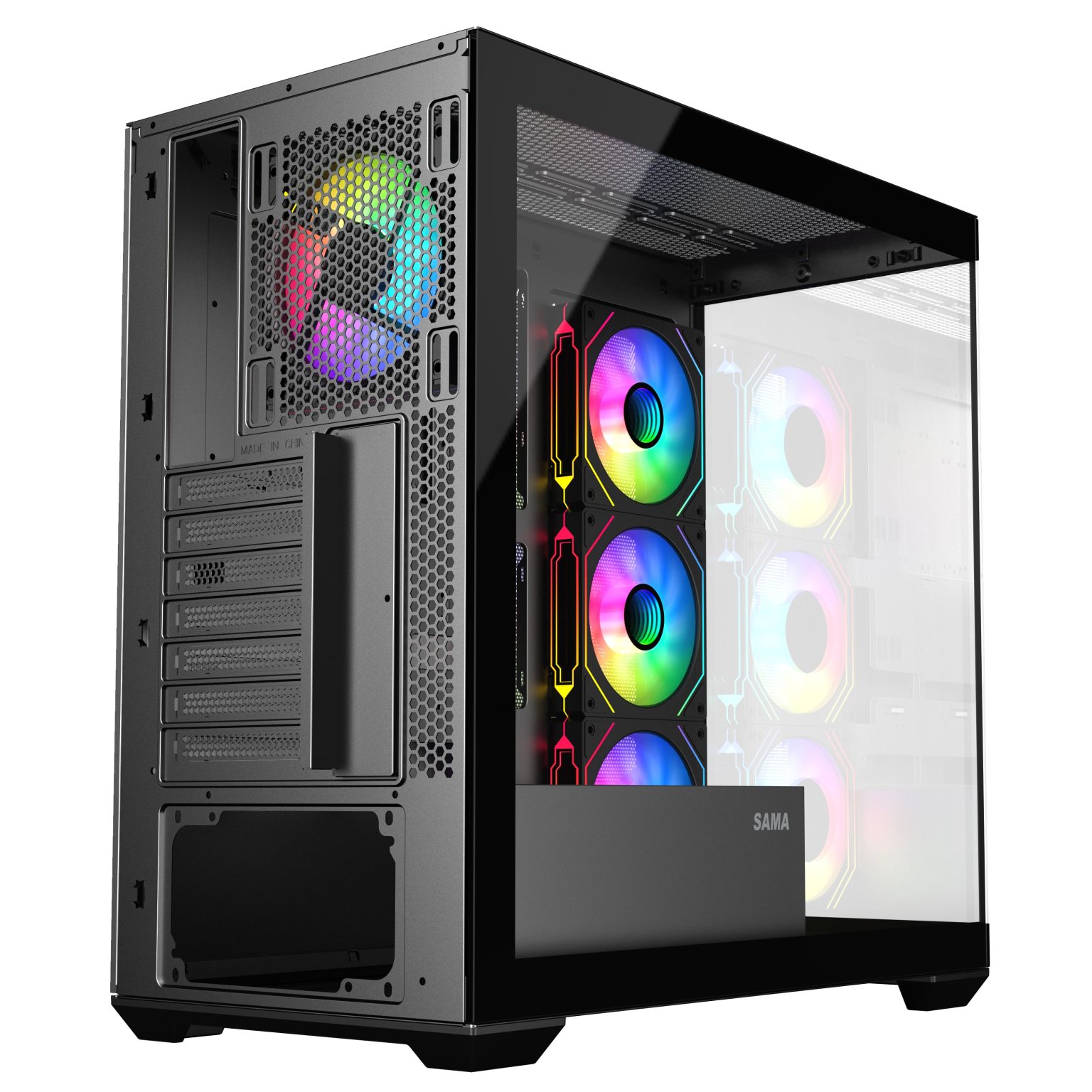 SAMA NEVIEW SV01 ATX Mid Tower Gaming Computer Case, Type-C Back-plug ...
